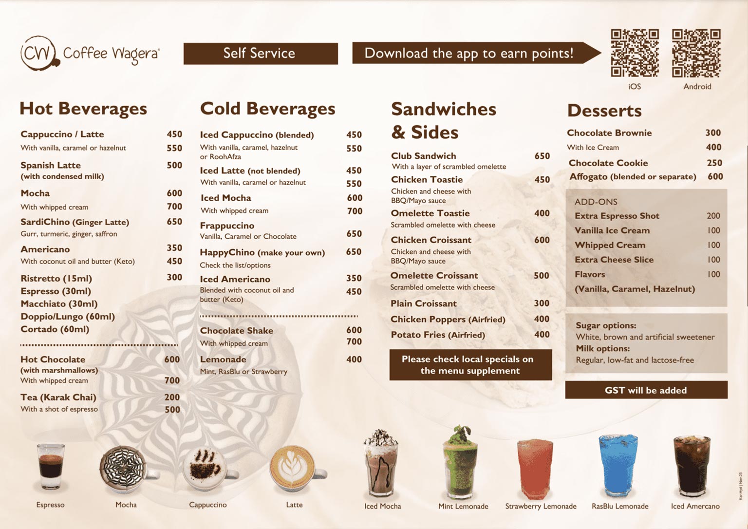 Menu - Coffee Wagera - Pakistan's Largest Coffee Brand!